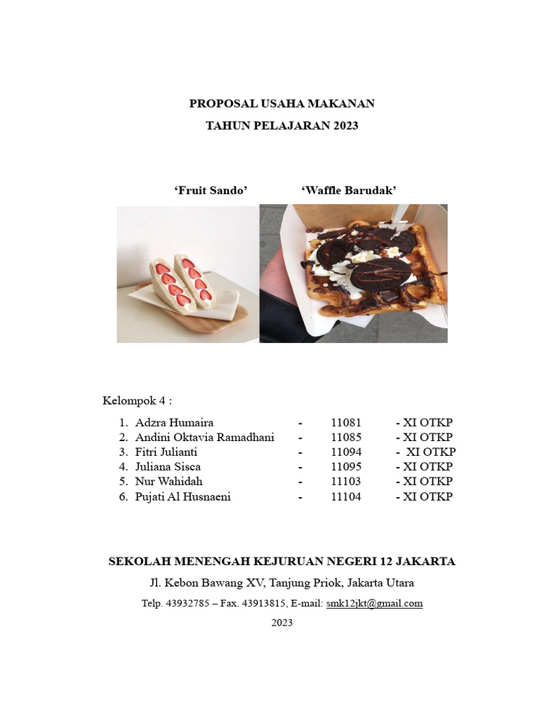 Contoh Proposal Usaha Makanan | PDF | Bisnis