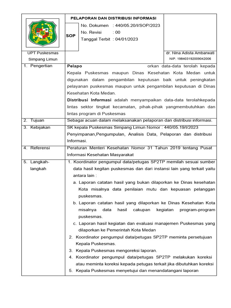 1.2.4 a SOP PELAPORAN DAN DISTRIBUSI INFORMASI | PDF