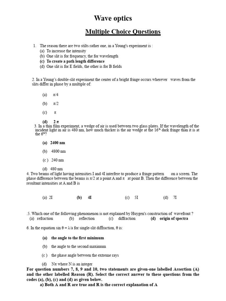 Wave Optics | PDF | Diffraction | Wavelength