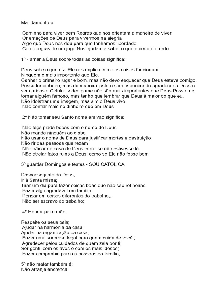 Os 10 Mandamentos Catequese Pdf Deus