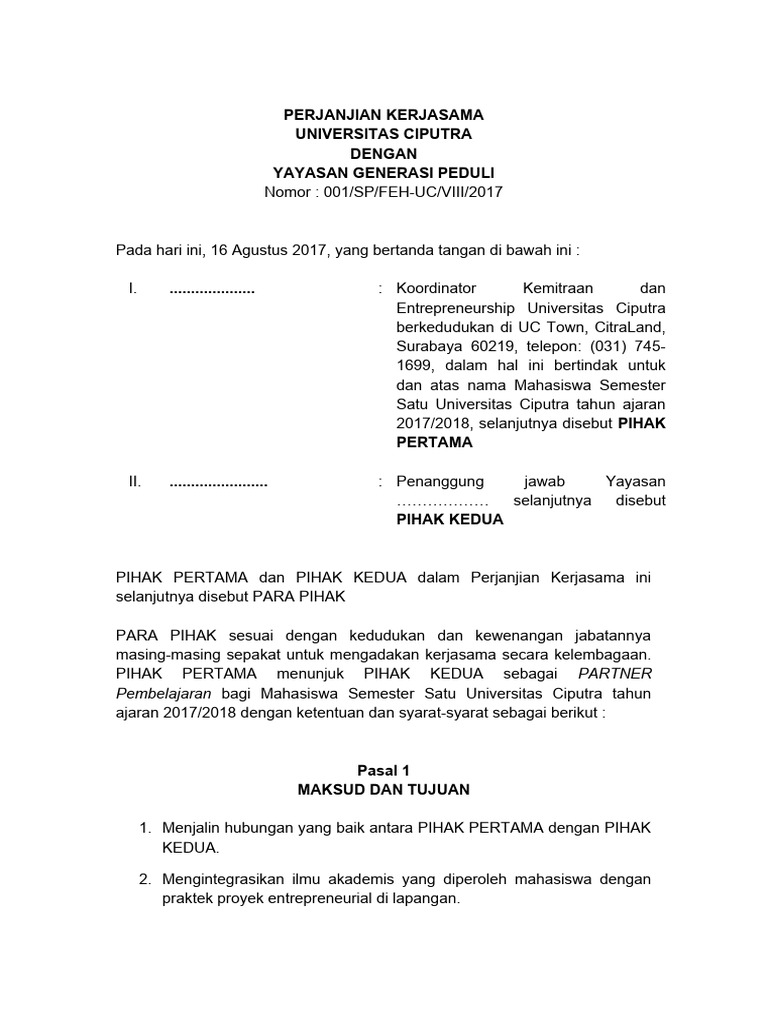 P Contoh MoU | PDF