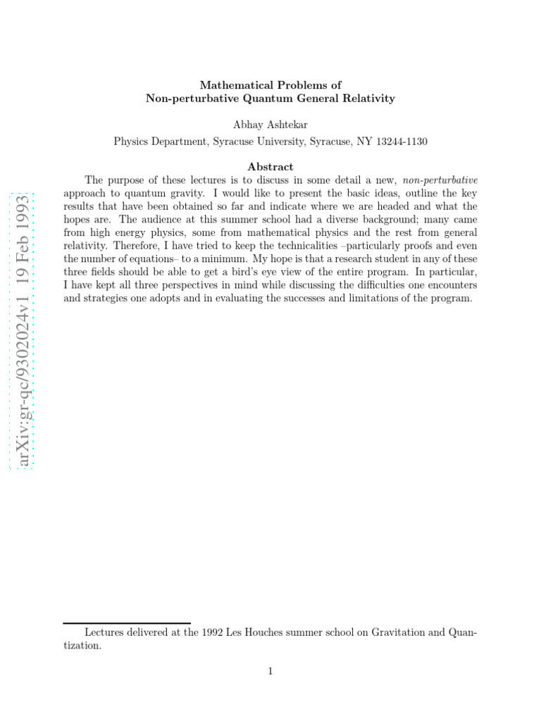 Problems in Quantum Gravity | PDF | Quantum Mechanics | General Relativity