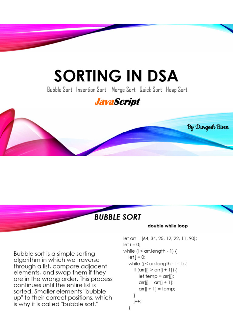 Sorting InDSA Durgesh | Download Free PDF | Algorithms | Algorithms And Data Structures
