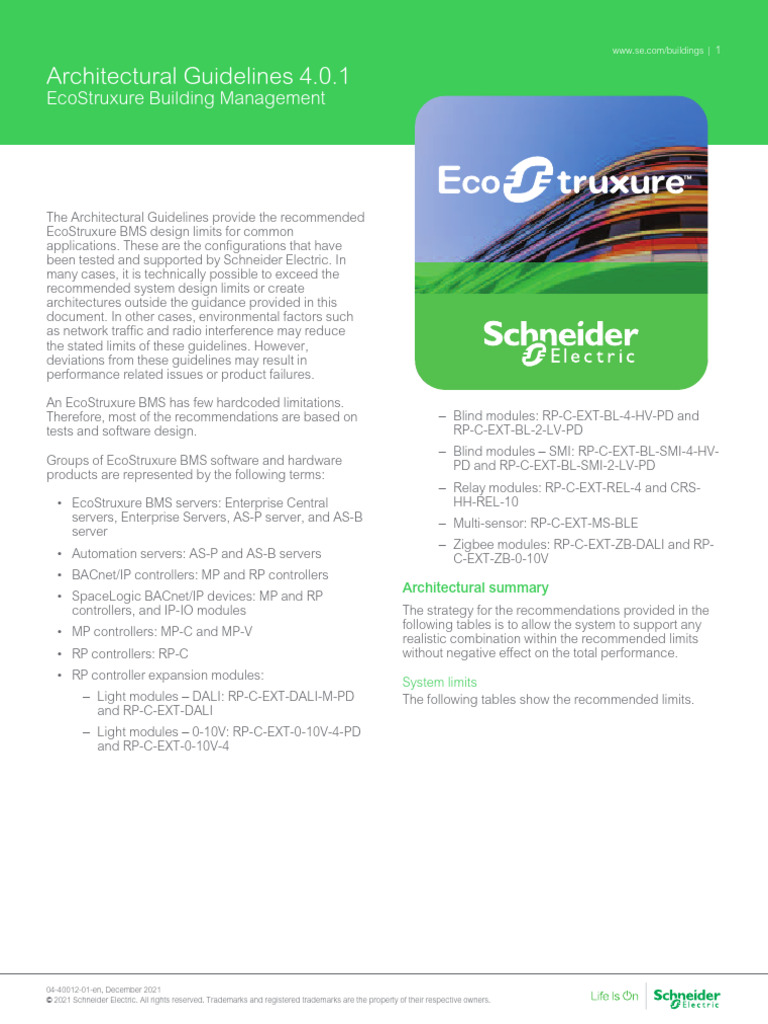Architectural Guidelines Guide 4.0.1 - EcoStruxure Building Management | Download Free PDF | Ip ...