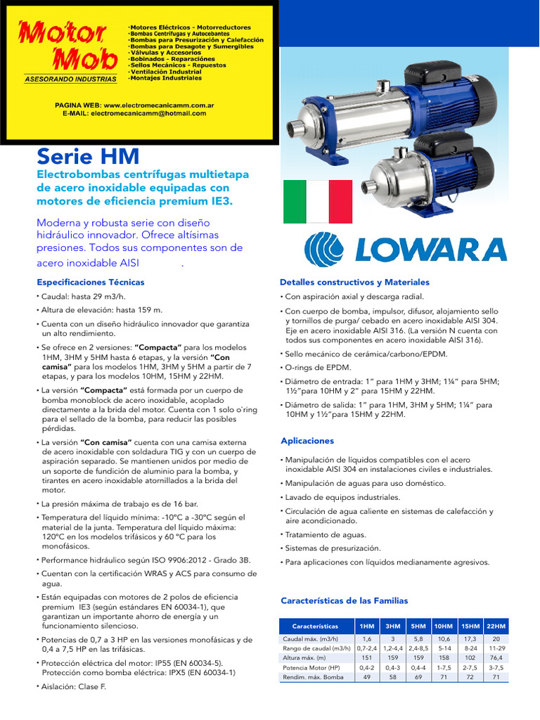 Catalogo LOWARA | PDF | Bomba | Acero