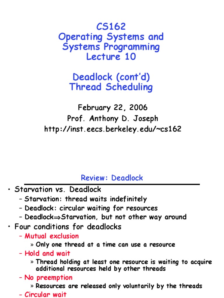 Lec10 Scheduling | PDF | Scheduling (Computing) | Concurrent Computing