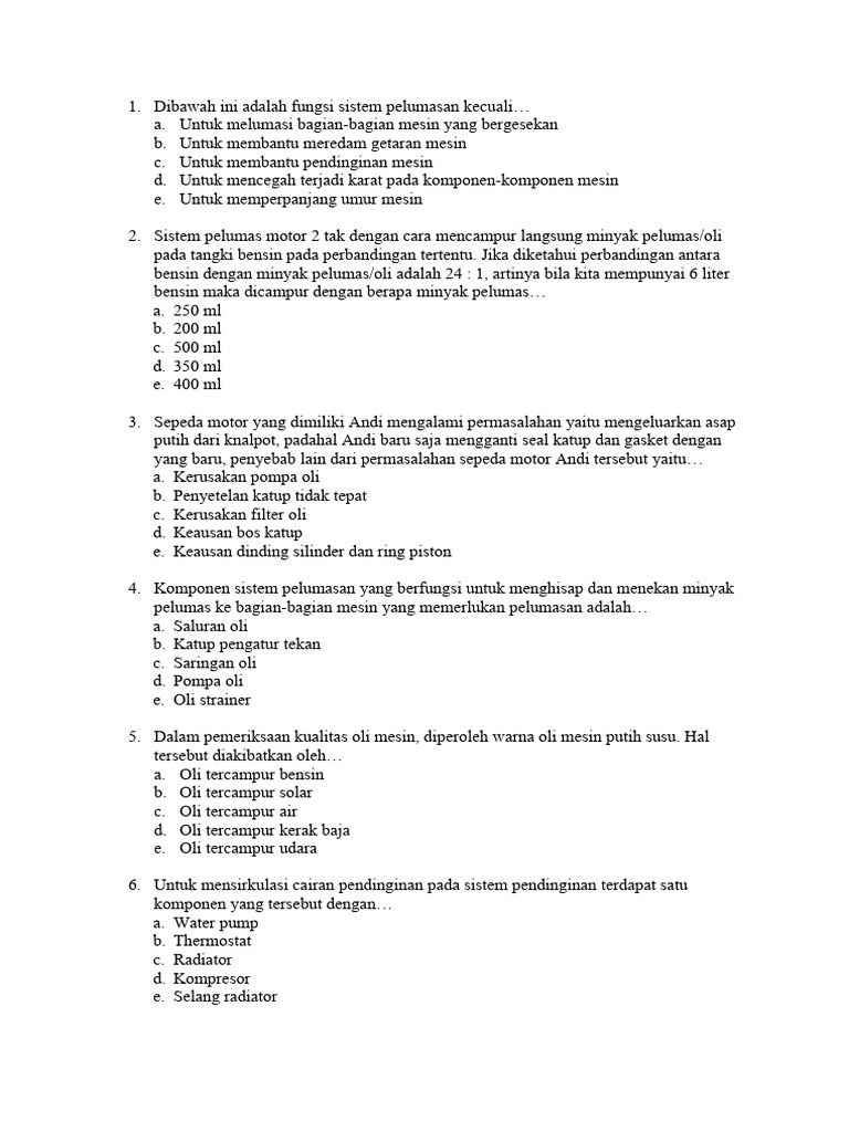 Latihan Soal XII TBSM | PDF