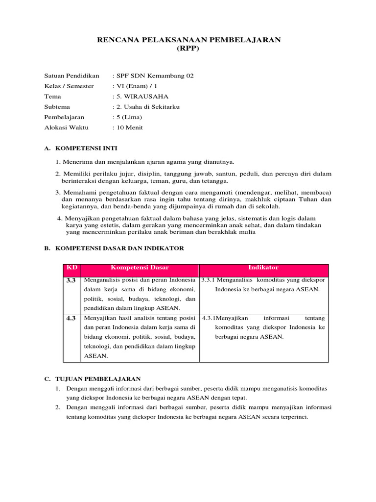 Contoh RPP | PDF