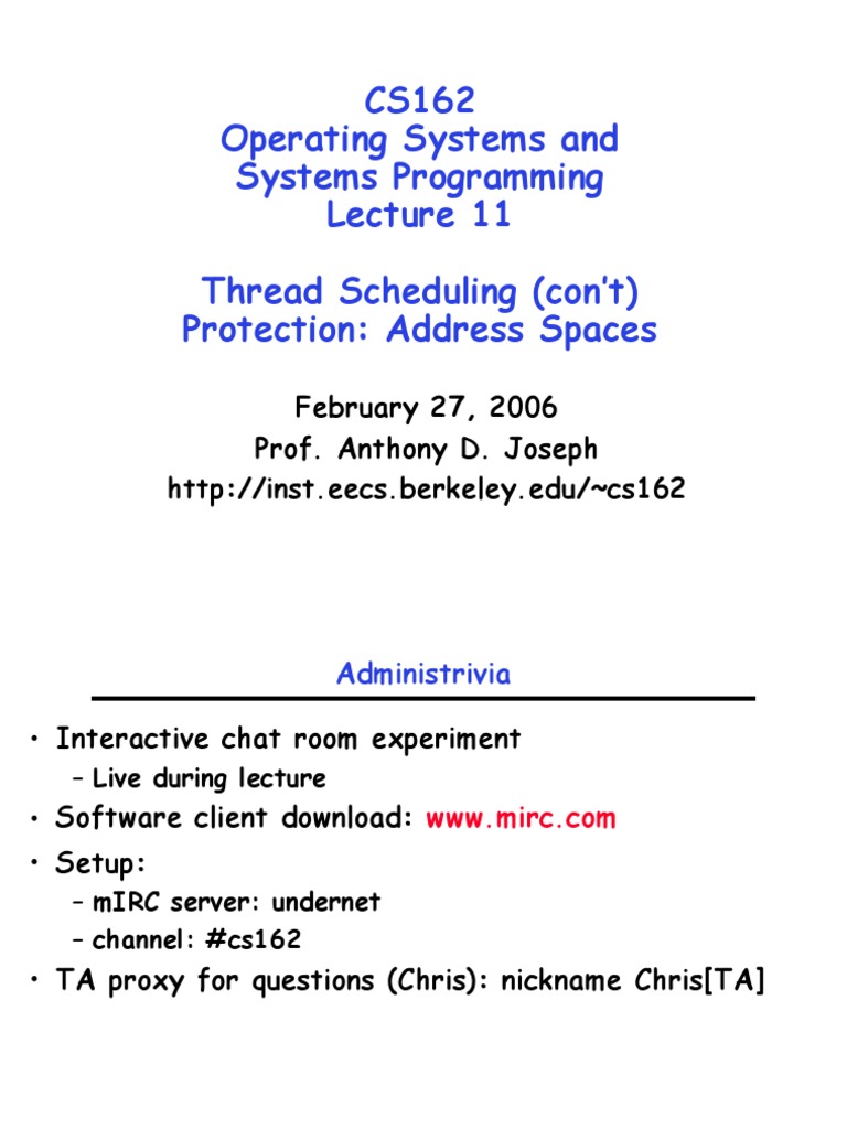 Lec11 Protection | PDF | Scheduling (Computing) | Kernel (Operating System)