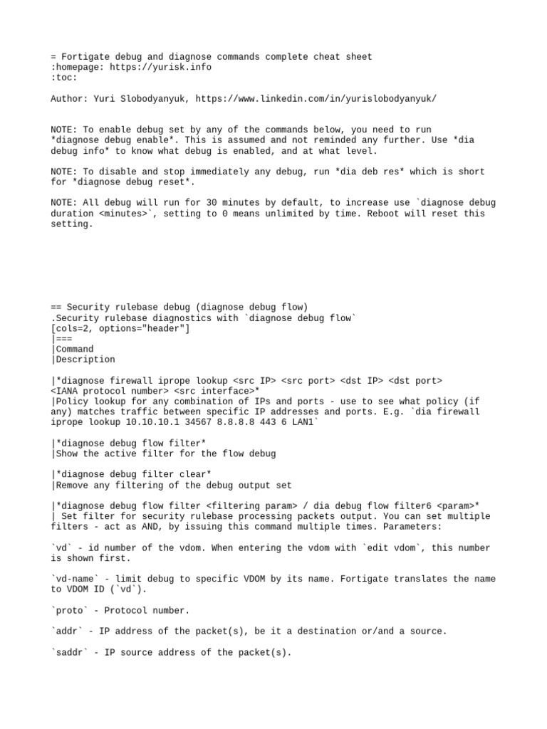 Fortigate Debug Diagnose Complete Cheat Sheet | PDF | Domain Name System | Internet Protocols