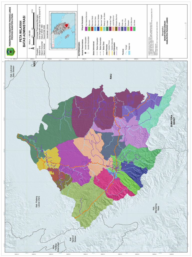 Peta Batas Administrasi Kabupaten Padang Lawas A3 | PDF