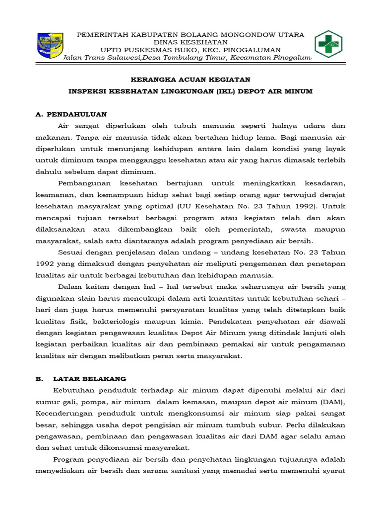 Kak Kesling Ikl Depot Air Minum | PDF