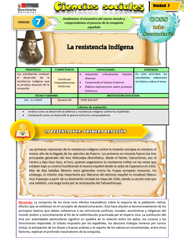 Ficha de Actividad CCSS 2do-Semana 4 | PDF | Imperio Inca | Comunidad andina