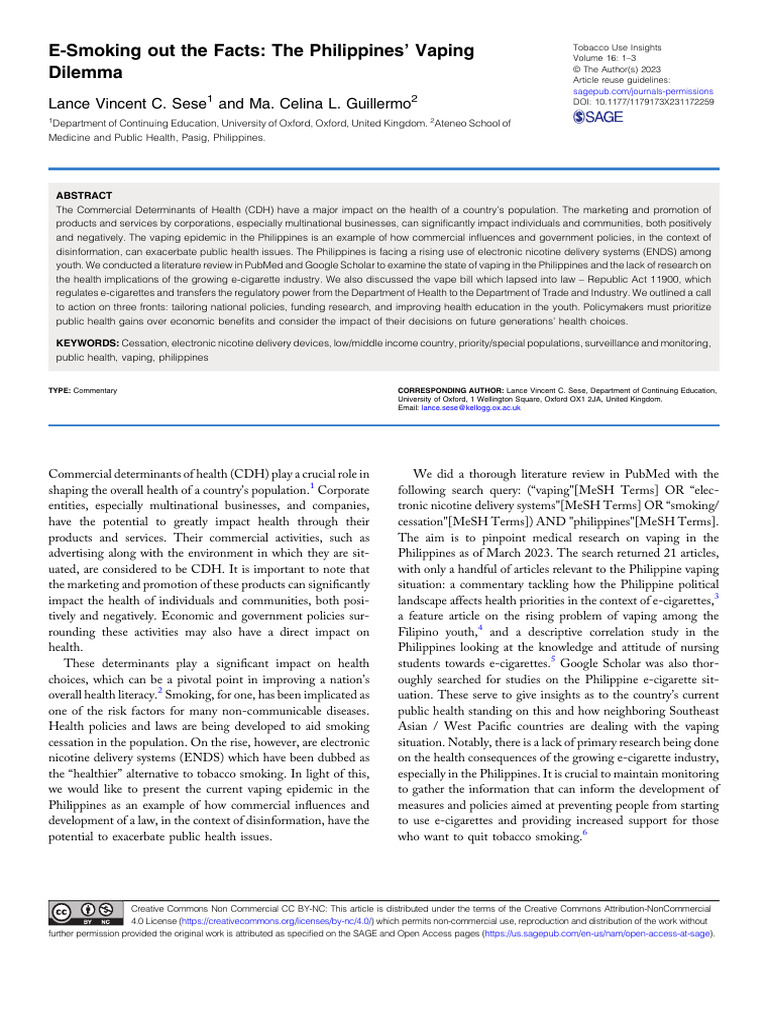 Vaping Trends and Health in the Philippines | PDF | Electronic ...