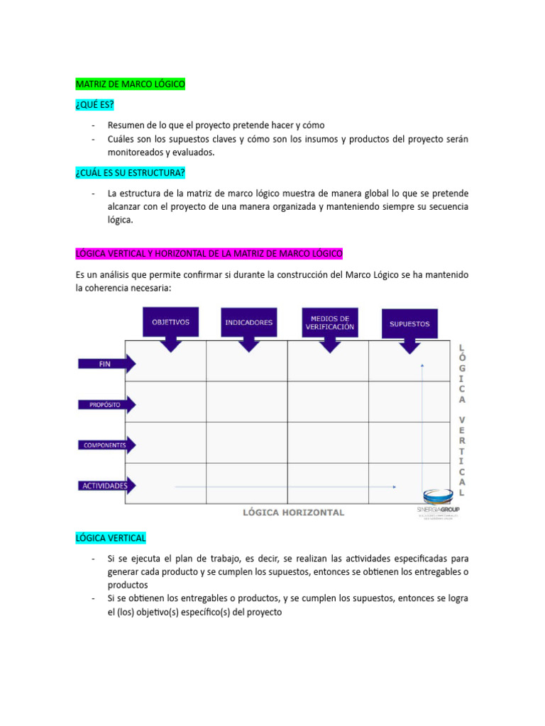 La Matriz de Marco Lógico | PDF | Business | Valor añadido