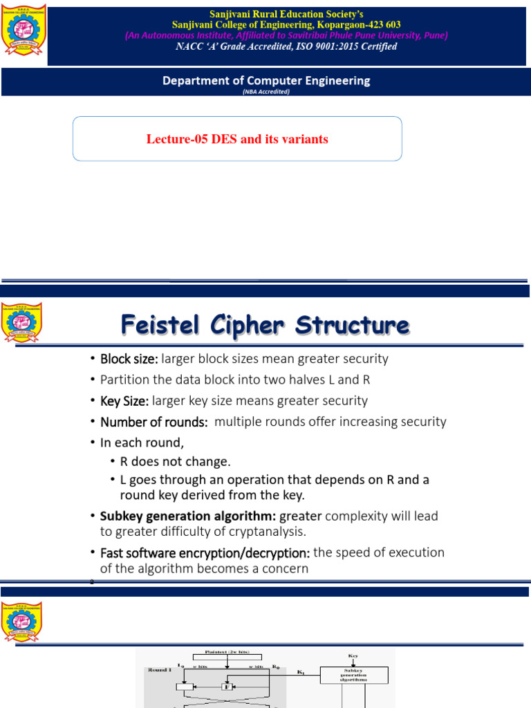 Lecture 5 - DeS and Its Variants | PDF | Encryption | Key (Cryptography)