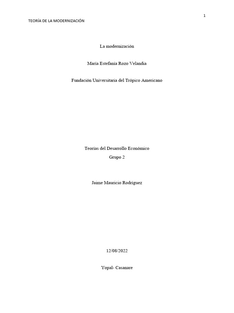 La Modernización - María Rozo | PDF | Teoría de la modernización ...