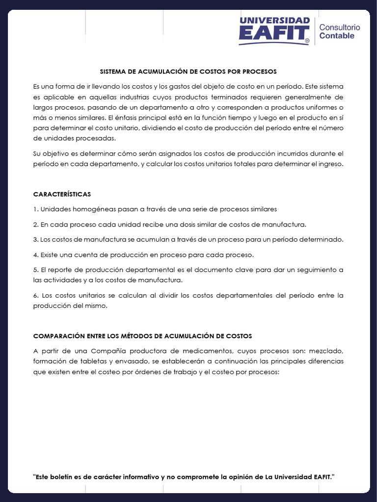 CT Sistema de acumulación de costos por procesos | PDF