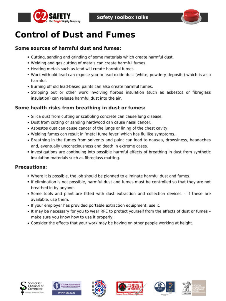 Control of Dust and Fumes April Toolbox | PDF