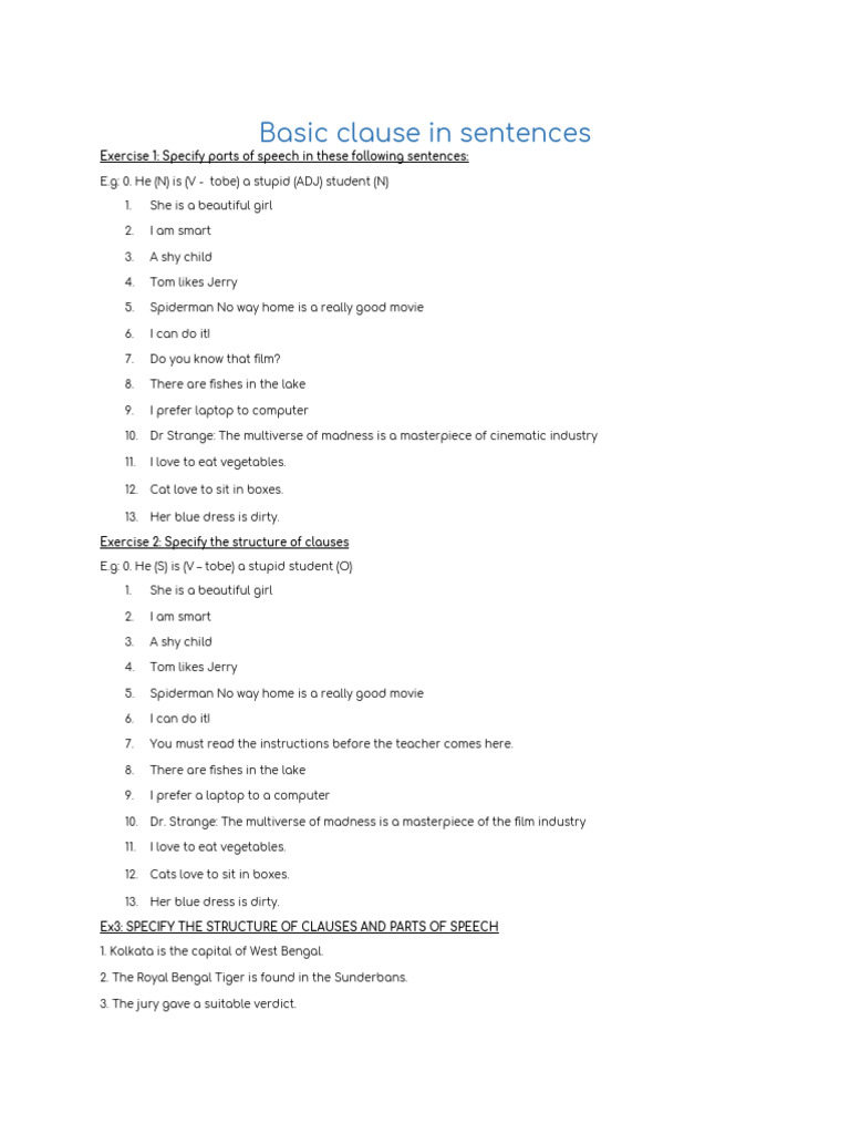 Basic Clause in Sentences | PDF
