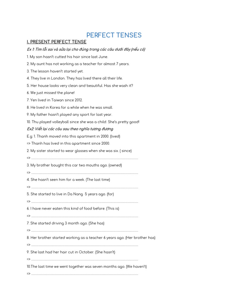 Perfect Tenses | PDF