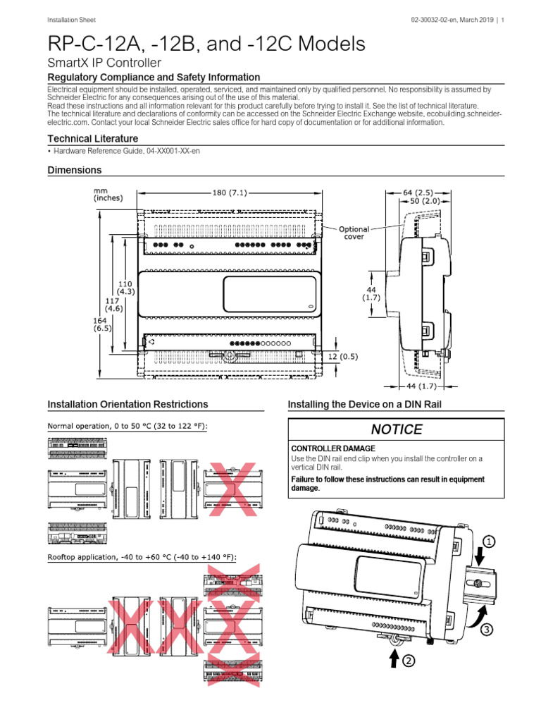 SmartX IP Controller - RP-C-12A, -12B, and -12C Models Installation Sheet | PDF | Alternating ...
