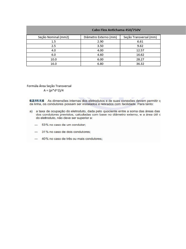 Calculo Area Transversal Do Condutor | PDF
