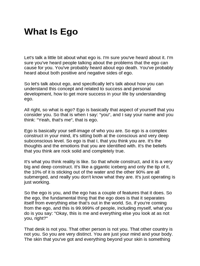 What Is Ego | PDF | Id | Thought