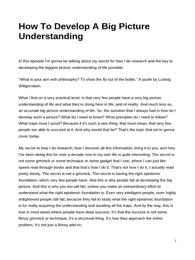 How To Develop A Big Picture Understanding | Download Free PDF ...