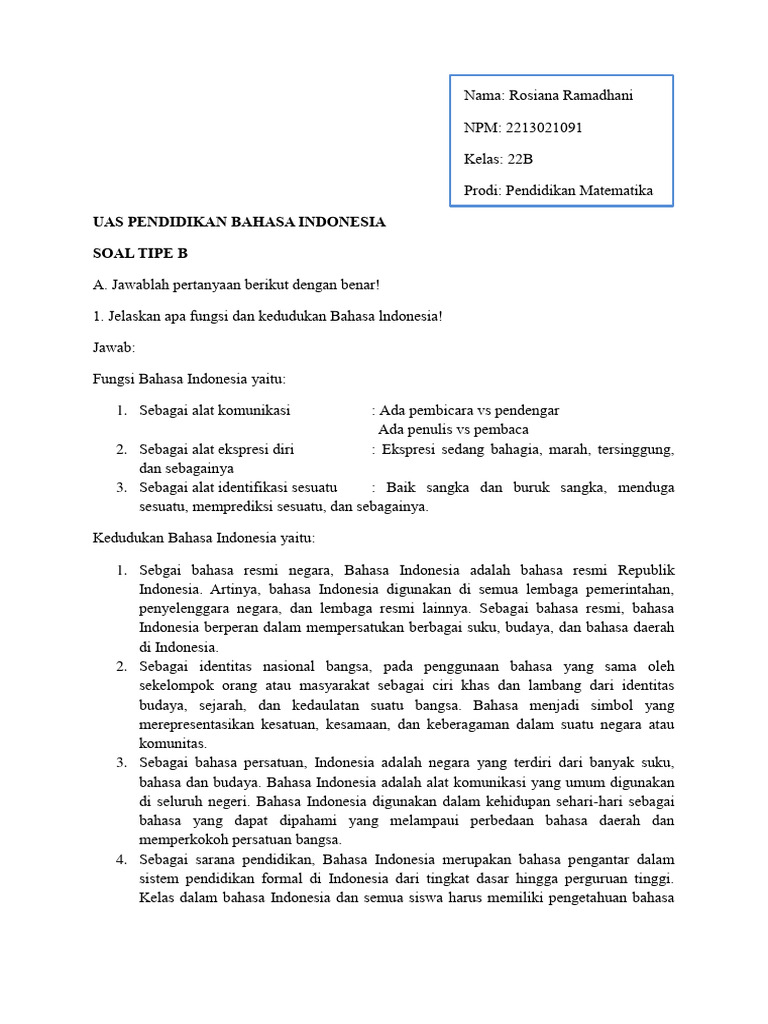 Uas Bindo Rosiana | PDF