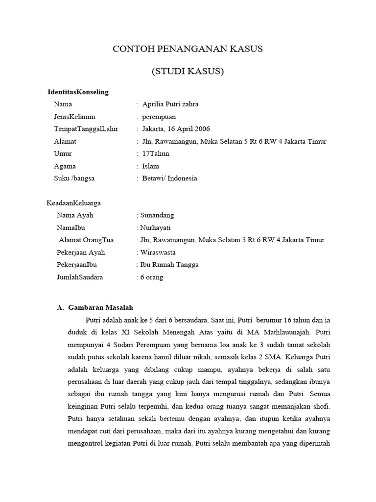 Contoh Penanganan Kasus Studi Kasus | PDF