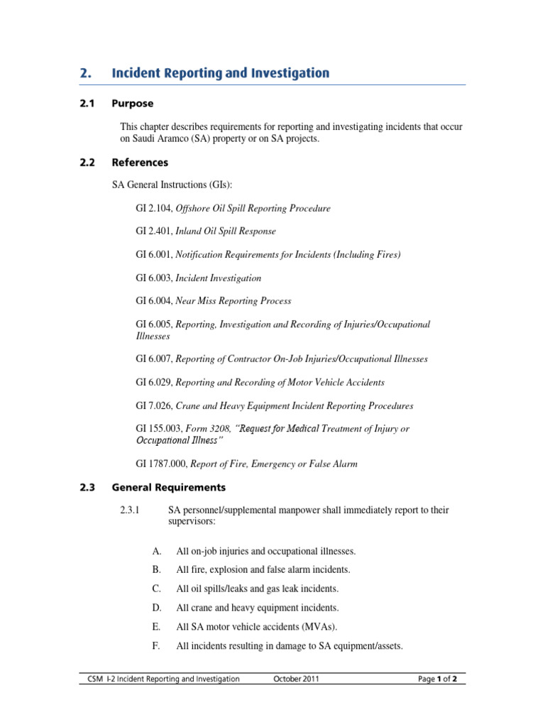 Part I - 02 Incident Reporting and Investigation | PDF | Hazards | Safety
