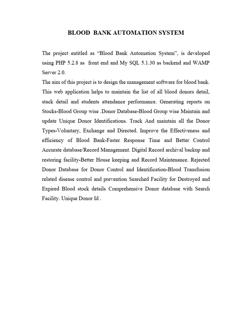 Blood Bank Automation System | PDF