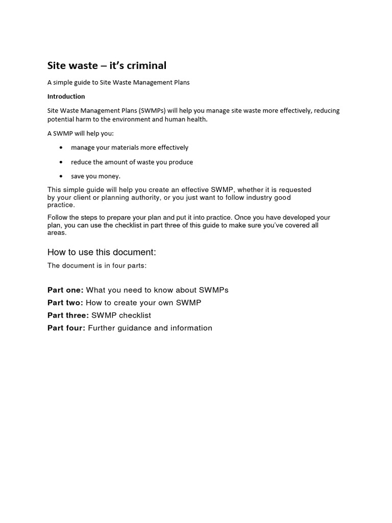 a-simple-guide-to-site-waste-management-plans | PDF | Waste | Waste ...