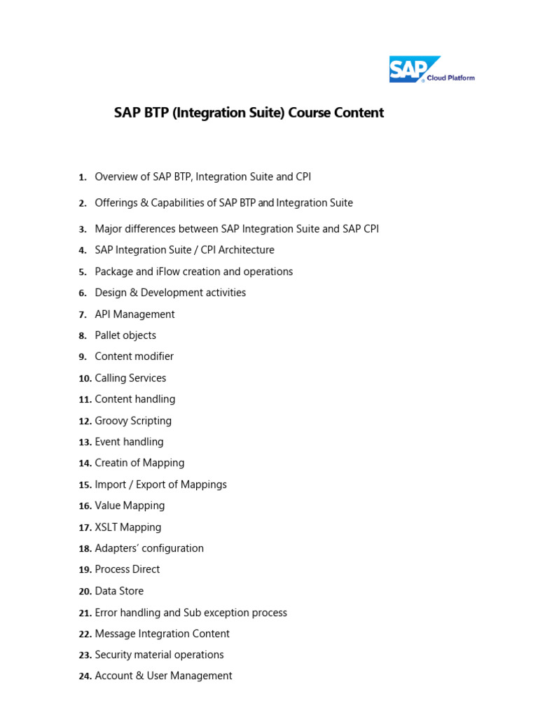 SAP BTP Integration Suite Course | PDF