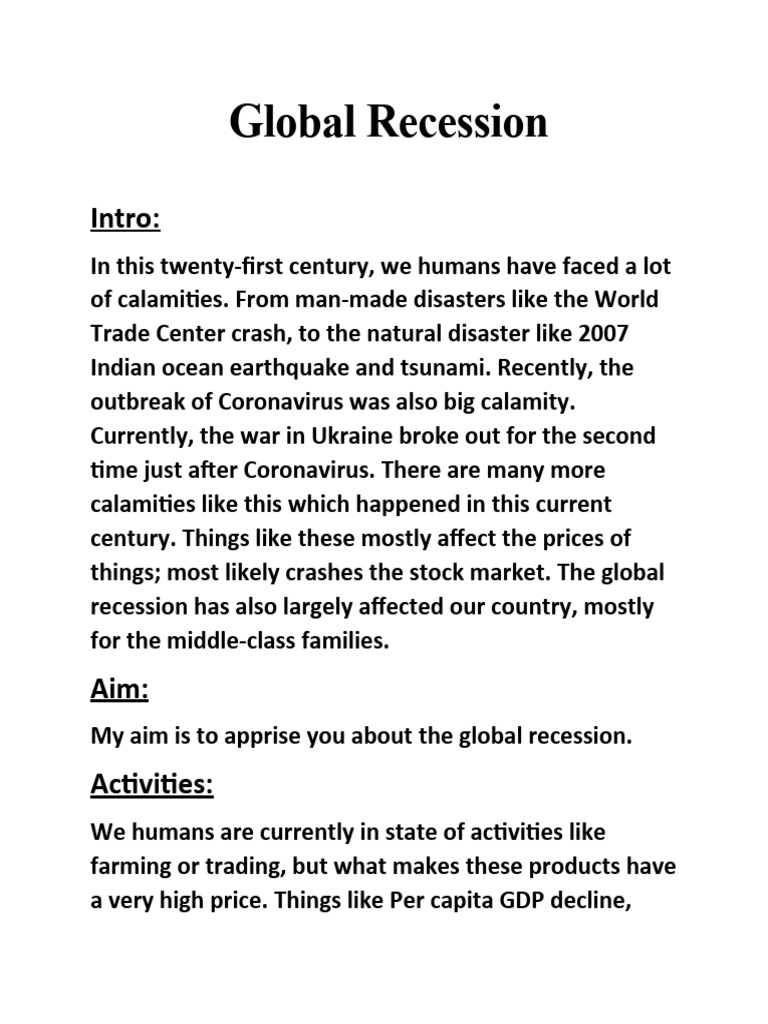 Global Recession | PDF | Recession | Great Depression