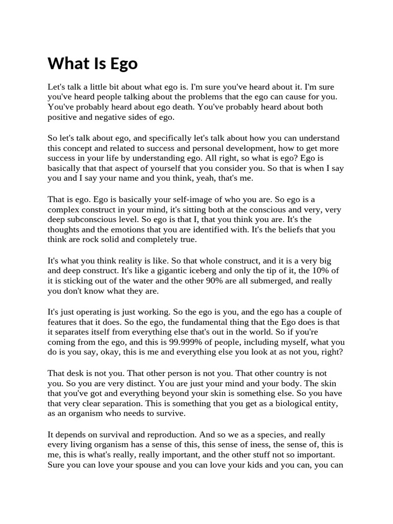 What Is Ego (Original) | PDF | Id | Thought