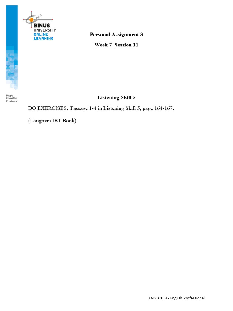Personal Assignment 3 Week 7 Session 11 | PDF | Communication | Body Language