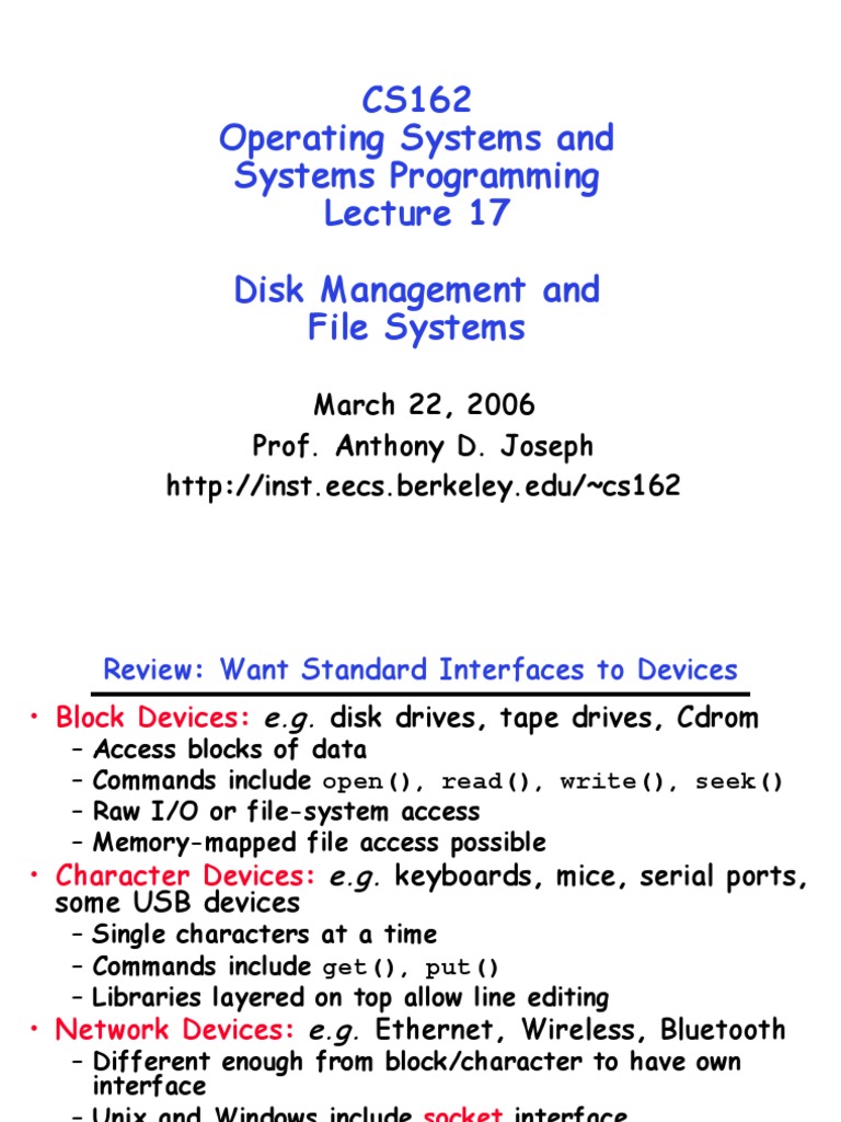 Lec17 Disks | Download Free PDF | Hard Disk Drive | File System