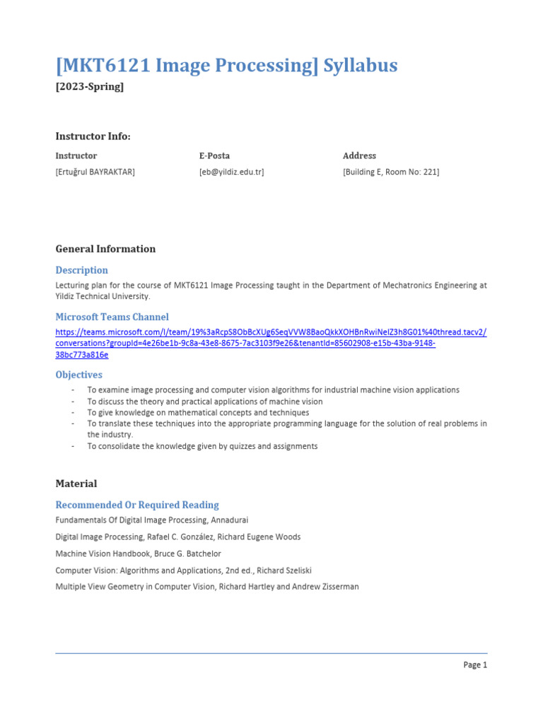 Syllabus MKT6121 | PDF | Computer Vision | Image Segmentation