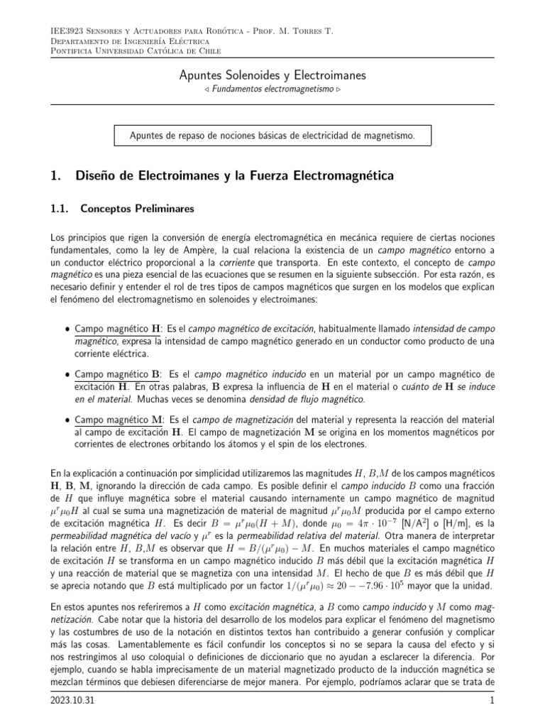 Fundamentos de Electroimanes en Robótica | PDF | Campo magnético ...