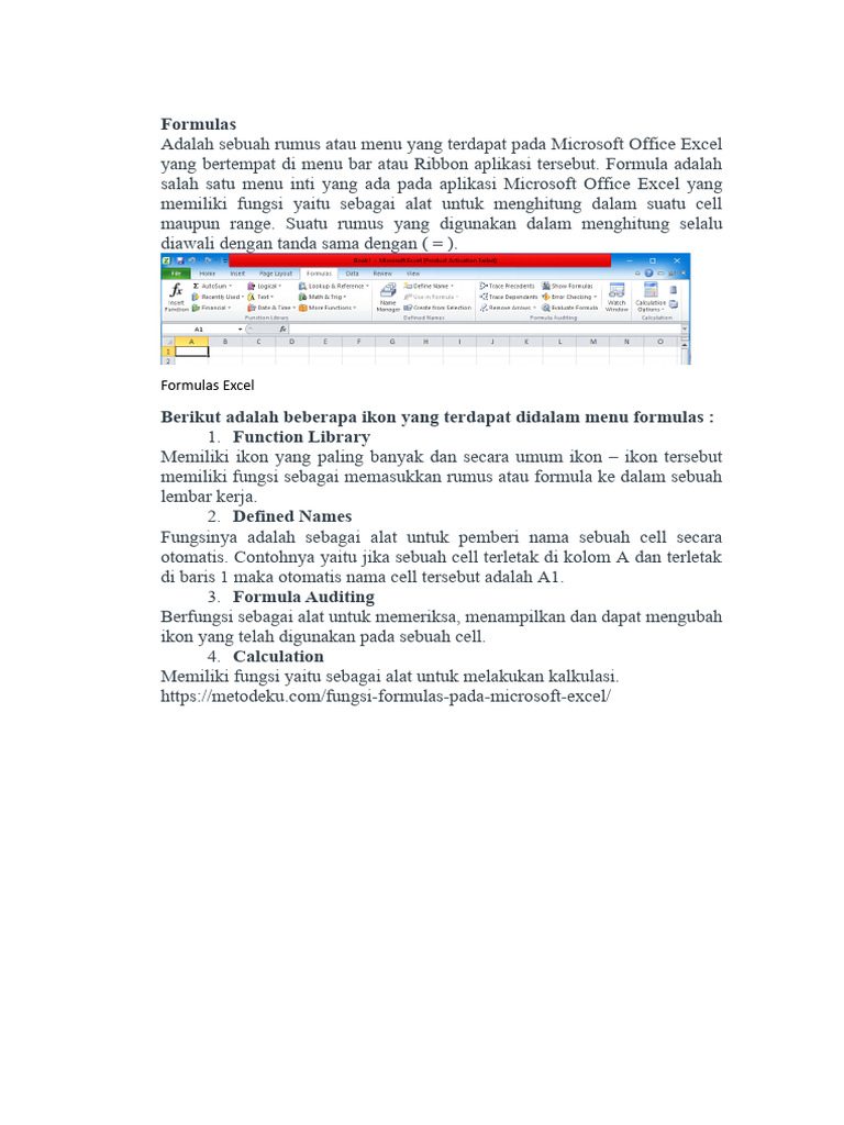 Menu Formulas Dalam Ms - Excell | PDF