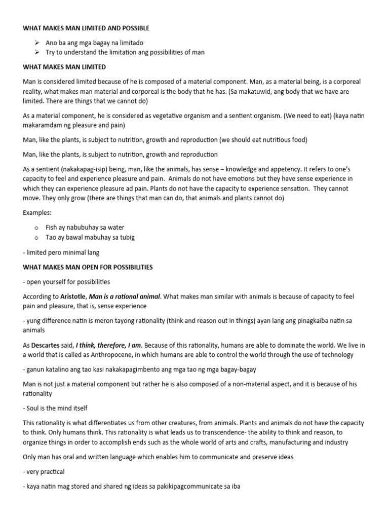 What Makes Man Limited and Possible | PDF | Consciousness | Mind What Makes Man Limited and Possible | PDF | Consciousness | Mind
