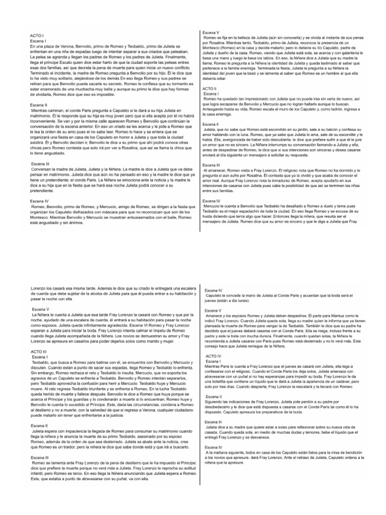 Actos y Escenas Romeo y Julieta | PDF