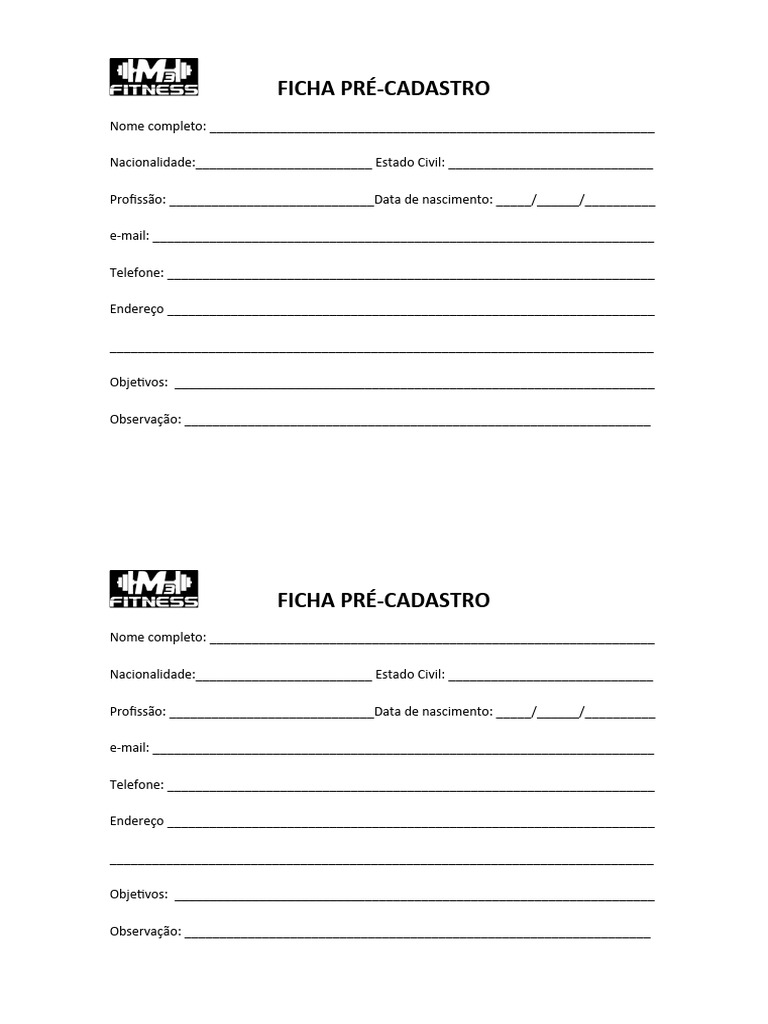 Ficha Pré-Cadastro | PDF