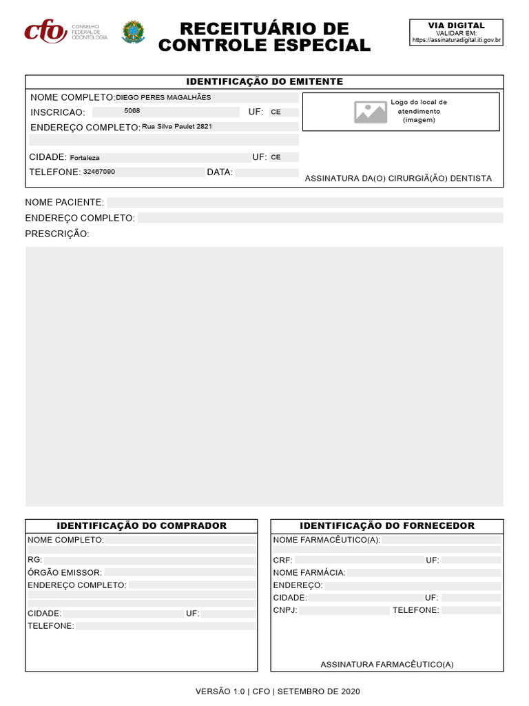 Receituario de Controle Especial | PDF | Receita médica | Farmacêutico