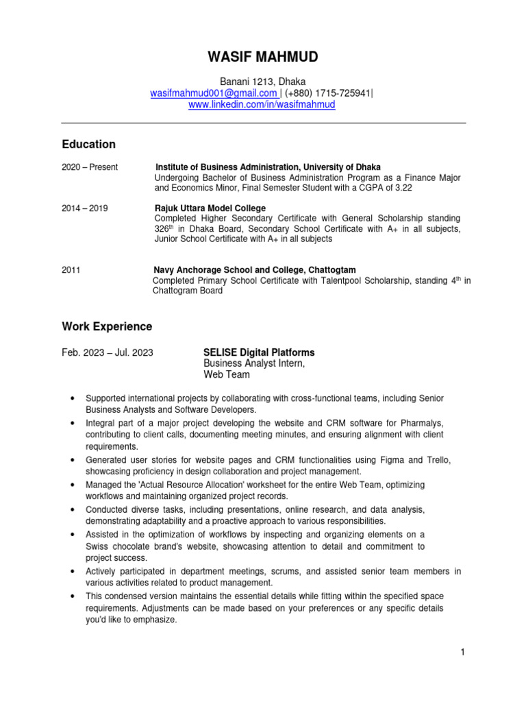 Wasif Mahmud CV | PDF | World Wide Web | Internet & Web