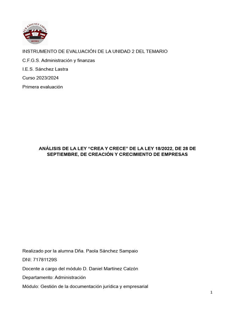 Análisis Ley 18 2022 Paola | PDF | Sociedad | Sociedad de ...