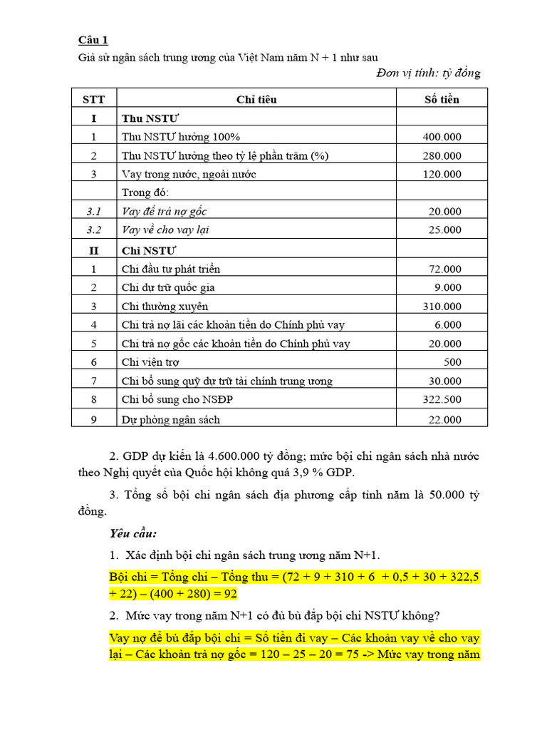 Bai Tap Ve Can Doi NSNN | PDF