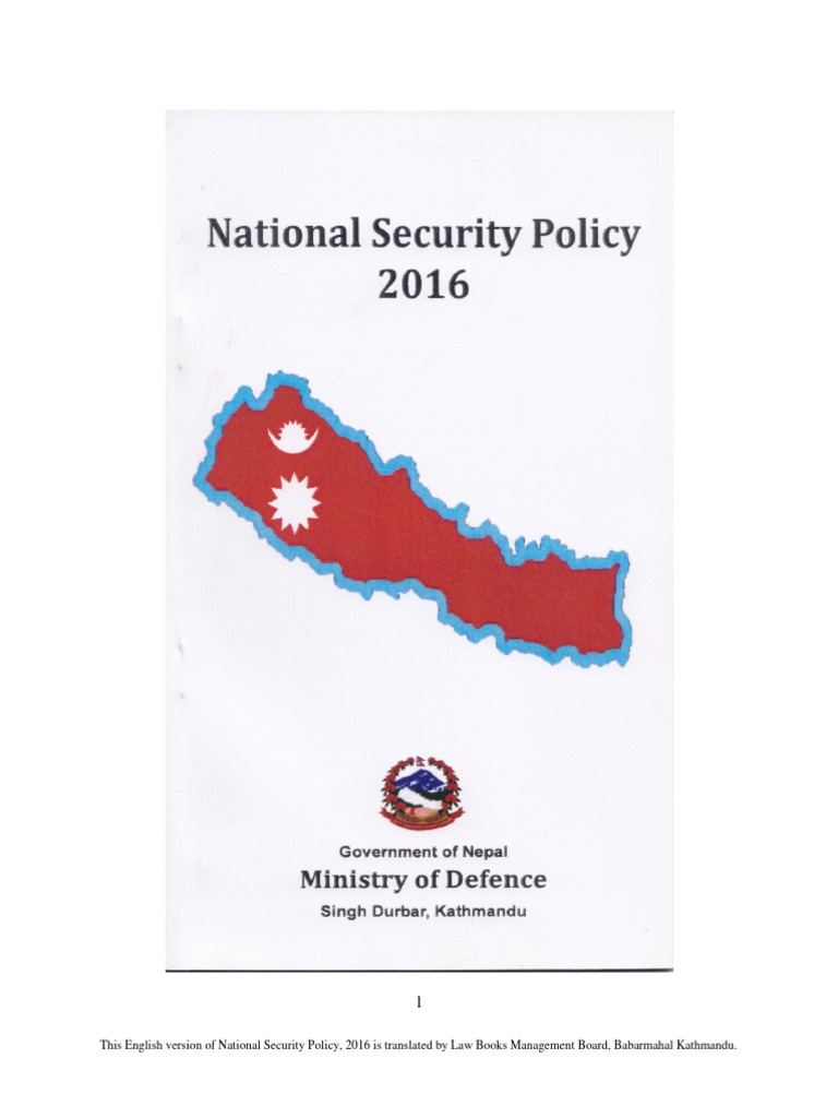 Nepal National Security Policy 2016 | PDF | National Security | Nepal
